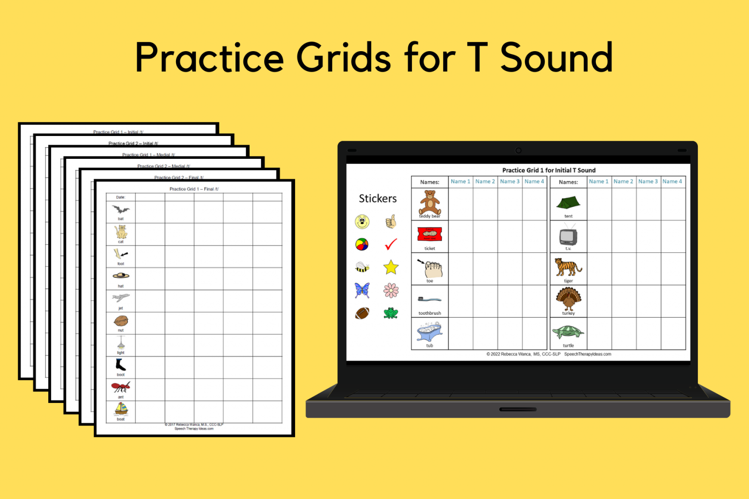Practice Grids for T Sound | Speech Therapy Ideas