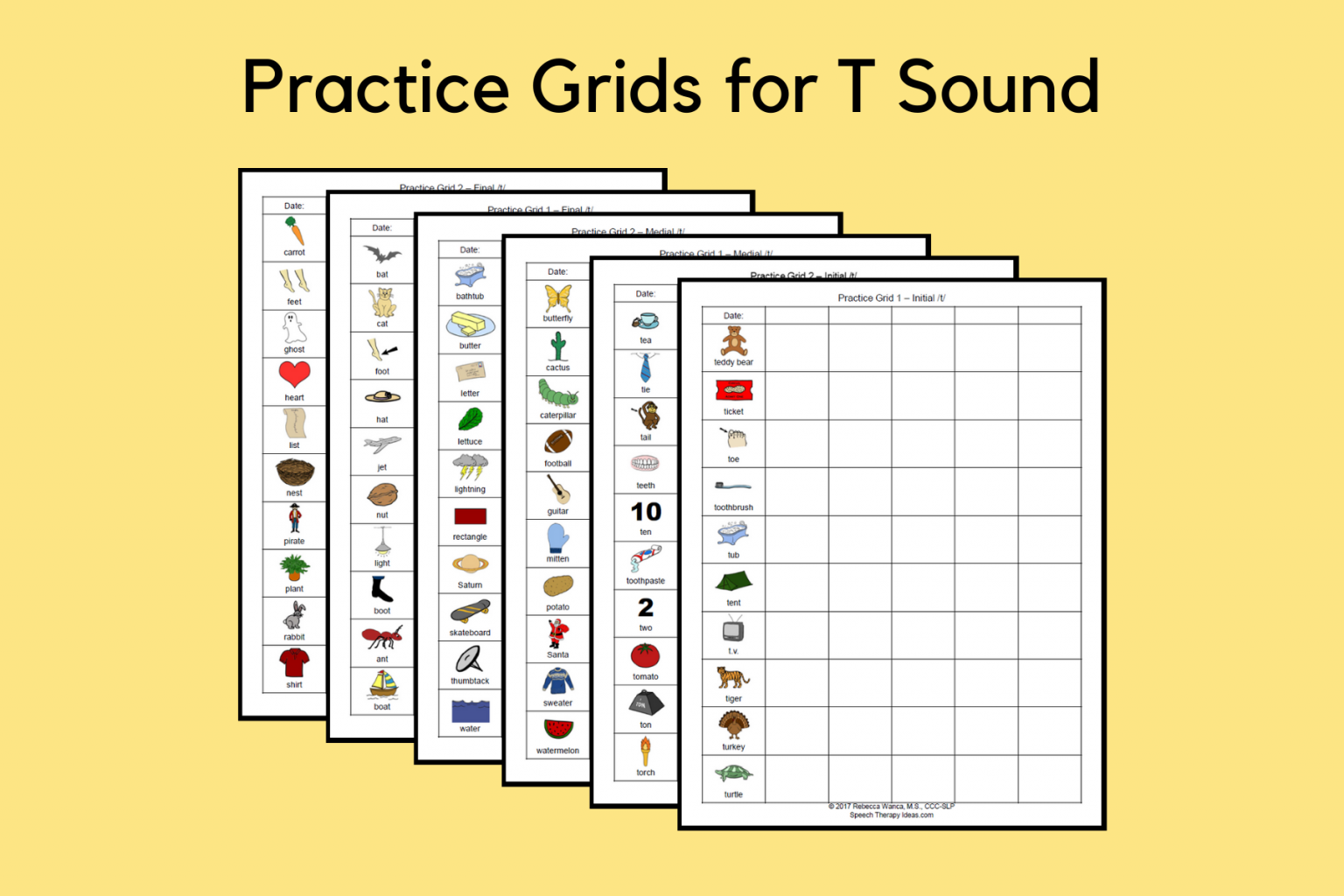 Practice Grids for T Sound | Speech Therapy Ideas