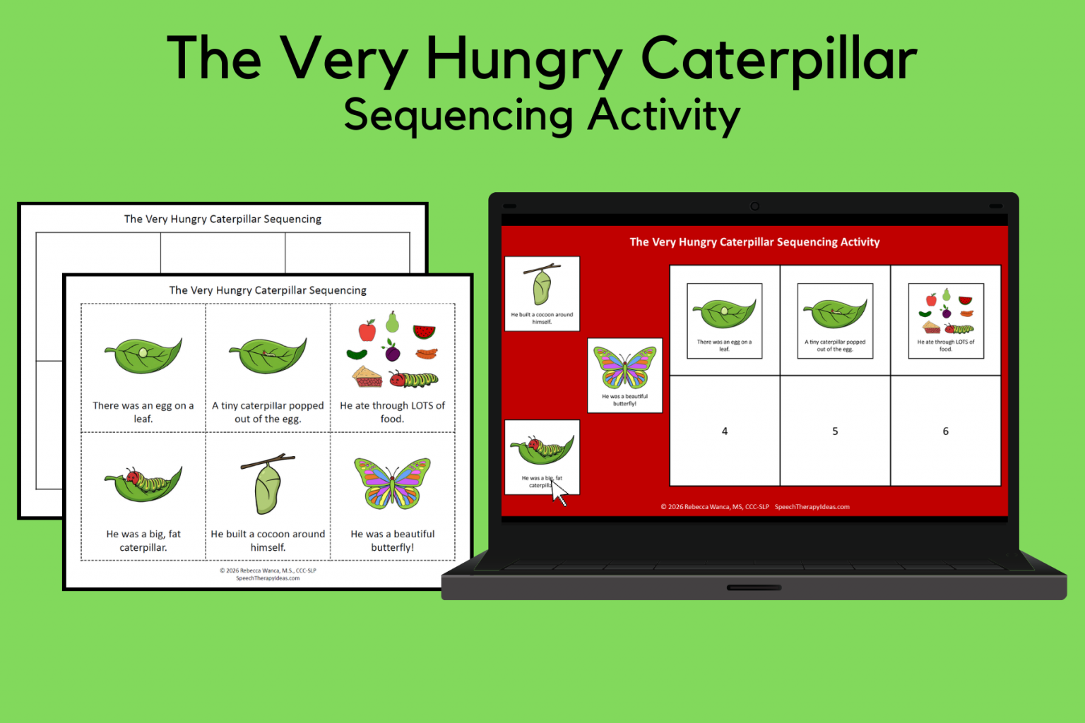 The Very Hungry Caterpillar Sequencing Activity | Speech Therapy Ideas