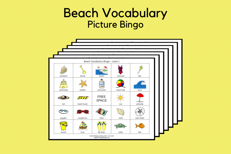 Beach Vocabulary Picture Bingo | Speech Therapy Ideas