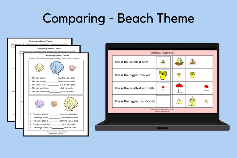 Comparing – Beach Theme | Speech Therapy Ideas