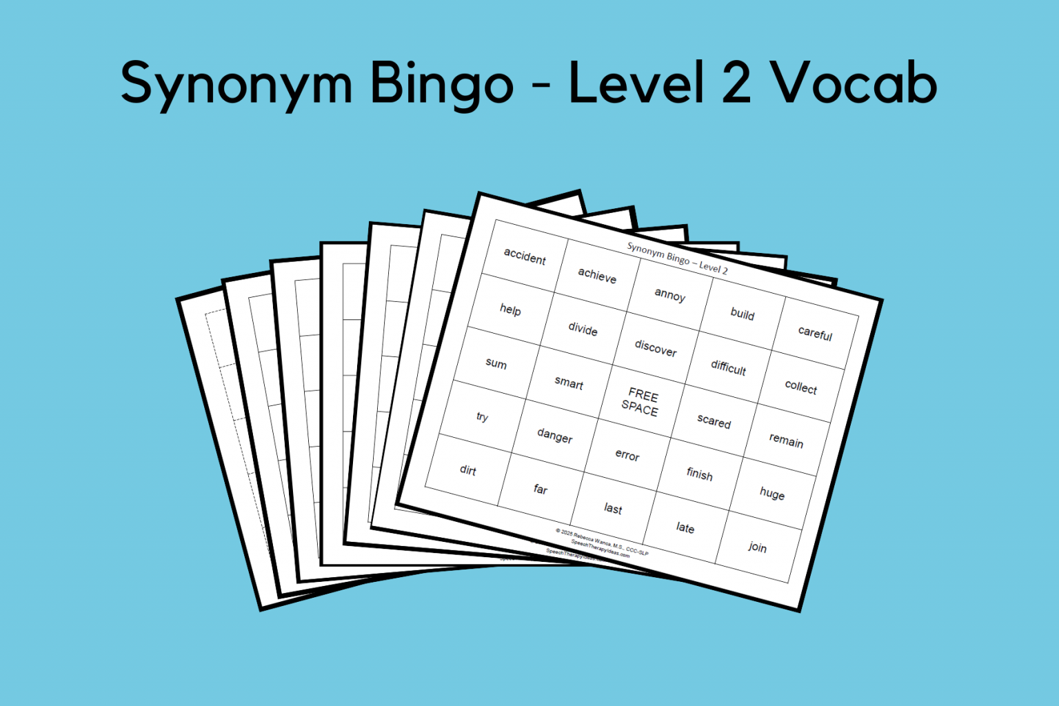 Synonym Bingo Game – Level 2 | Speech Therapy Ideas