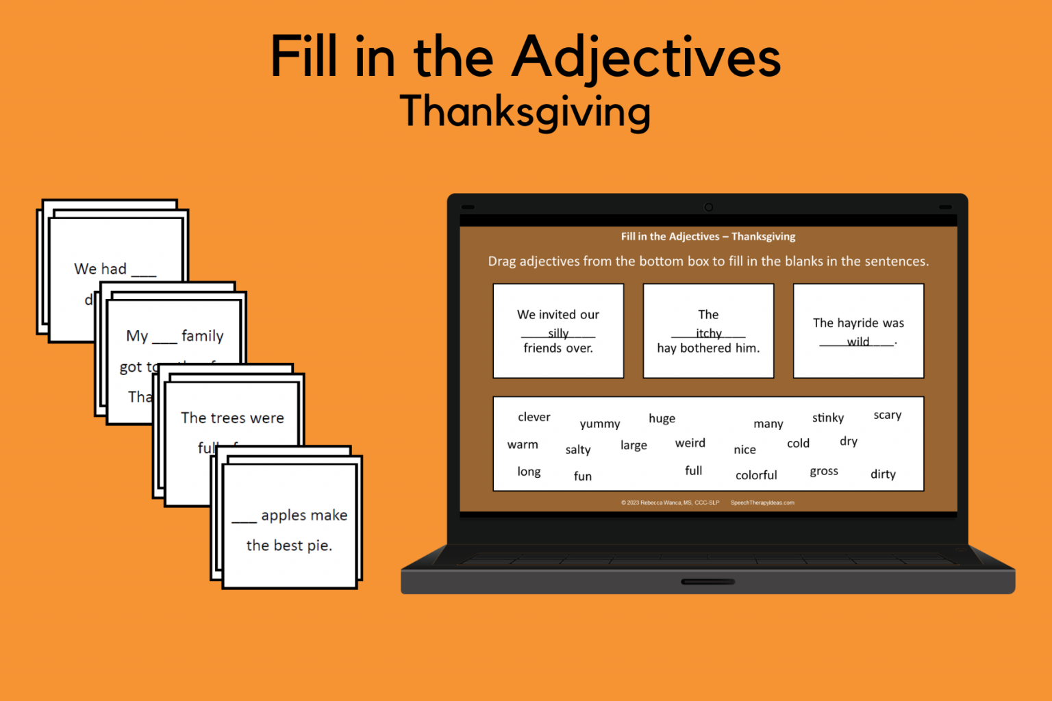 Fill In the Adjective Sentences – Thanksgiving | Speech Therapy Ideas