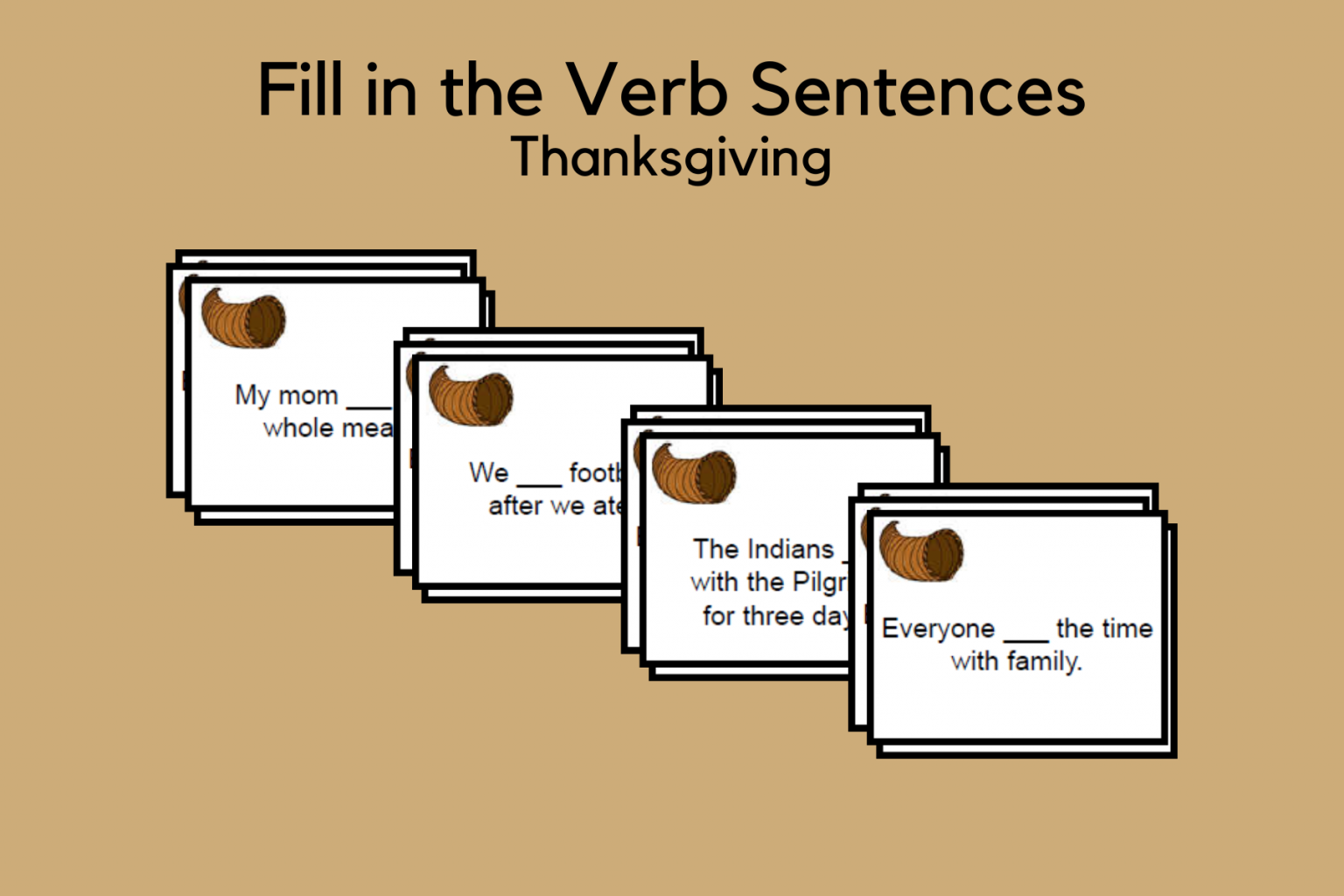 Fill In the Verb Sentences – Thanksgiving | Speech Therapy Ideas