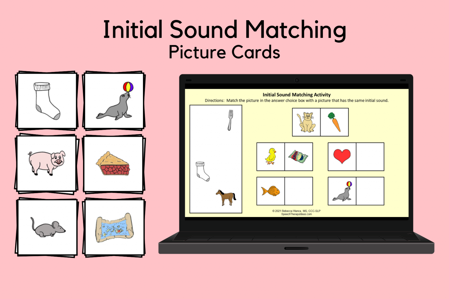 Initial Sound Matching Picture Cards | Speech Therapy Ideas