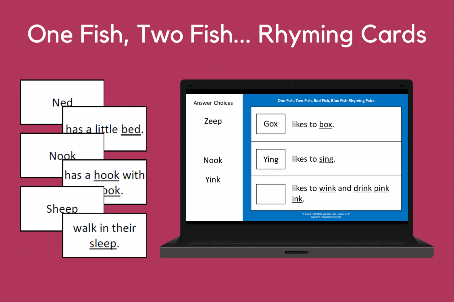 One Fish, Two Fish…Rhyming Cards | Speech Therapy Ideas