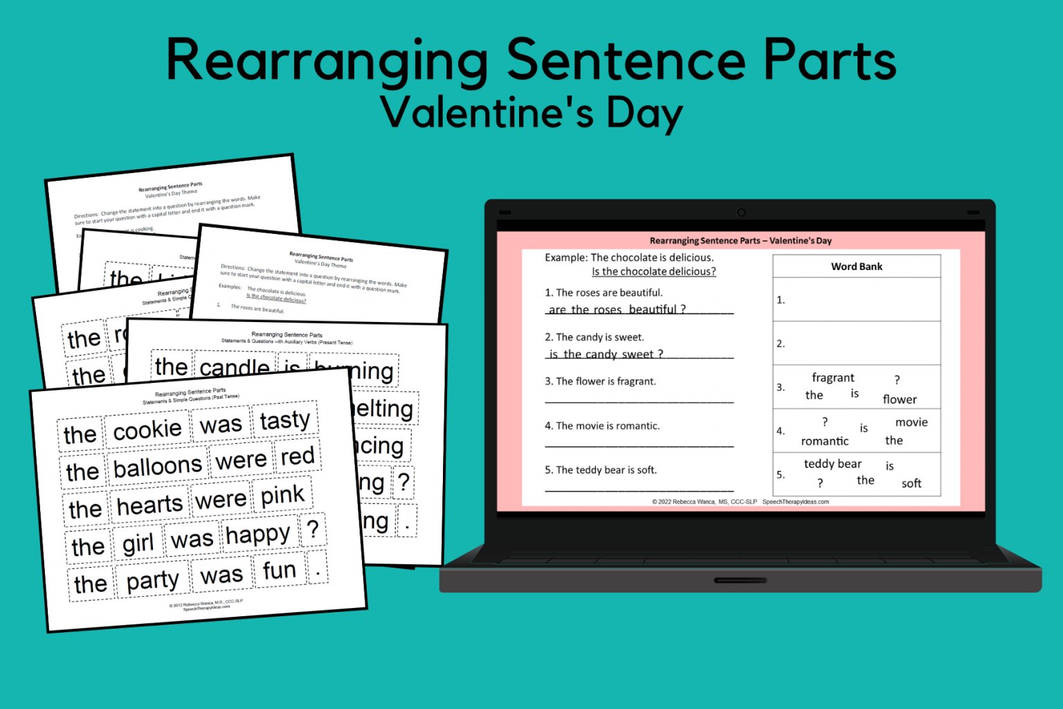 Rearranging Sentence Parts – Valentine’s Day | Speech Therapy Ideas