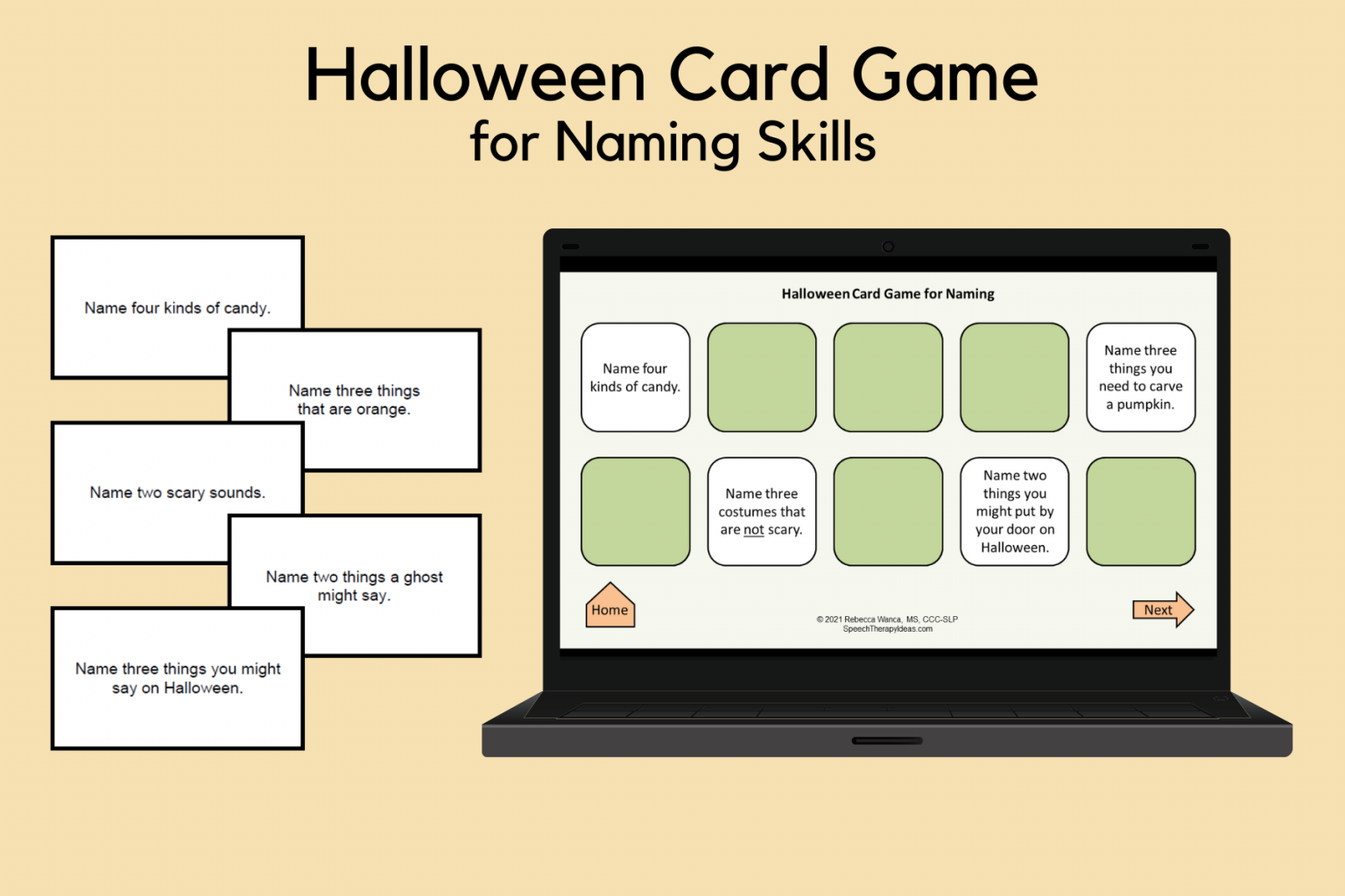 Halloween Card Game for Naming Skills | Speech Therapy Ideas