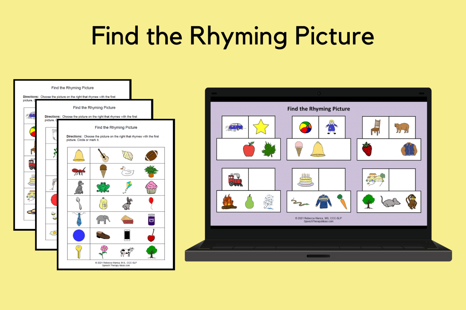 Find the Rhyming Picture | Speech Therapy Ideas