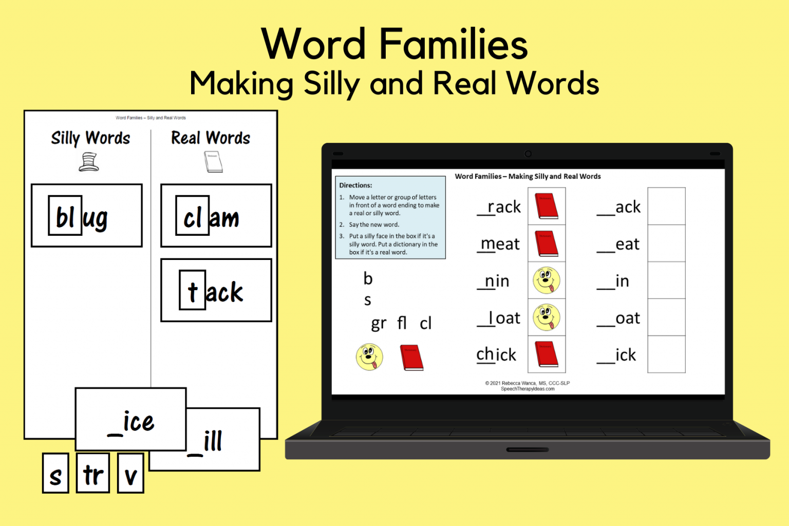 Word Families – Making Silly and Real Words | Speech Therapy Ideas
