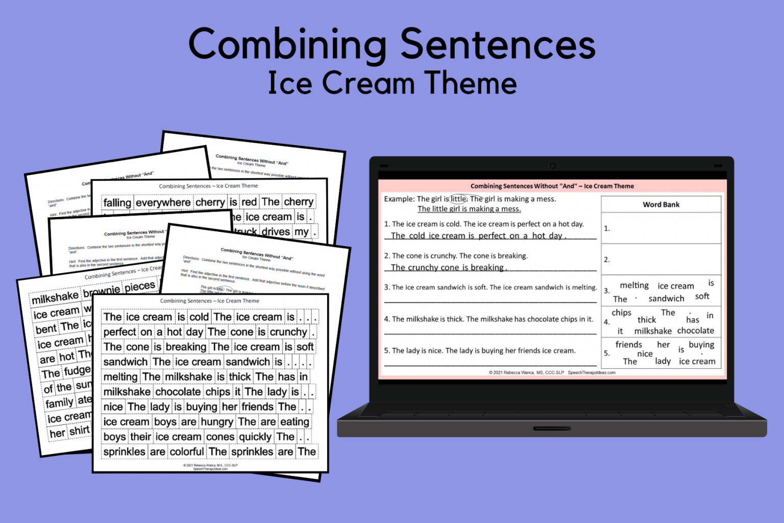 Combining Sentences – Ice Cream Theme | Speech Therapy Ideas