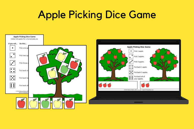 Apple Picking Dice Game | Speech Therapy Ideas
