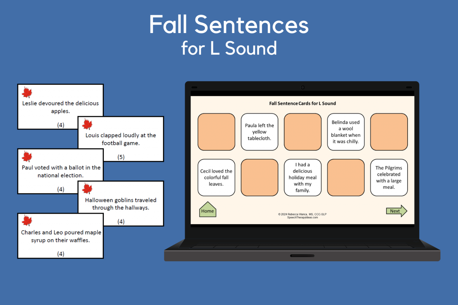 Fall Sentences for L Sound | Speech Therapy Ideas