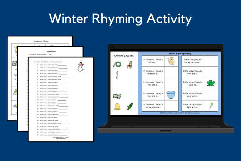 Winter Rhyming Activity with Picture Cards | Speech Therapy Ideas