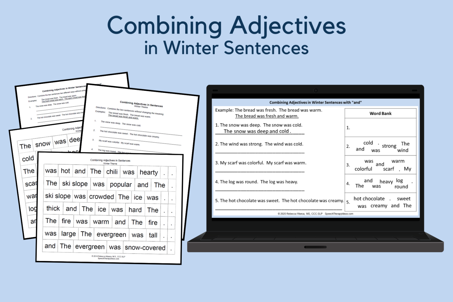 Combining Adjectives in Winter Sentences | Speech Therapy Ideas