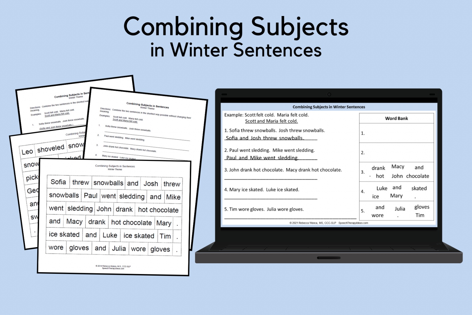 Combining Subjects in Winter Sentences | Speech Therapy Ideas