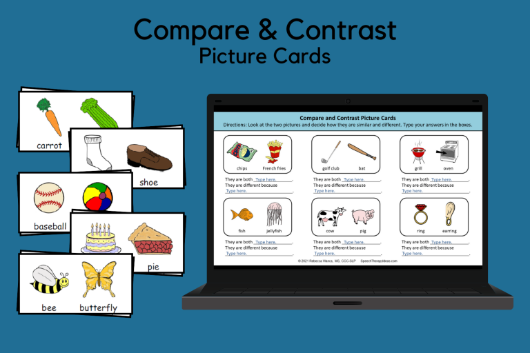 Compare and Contrast Picture Cards | Speech Therapy Ideas
