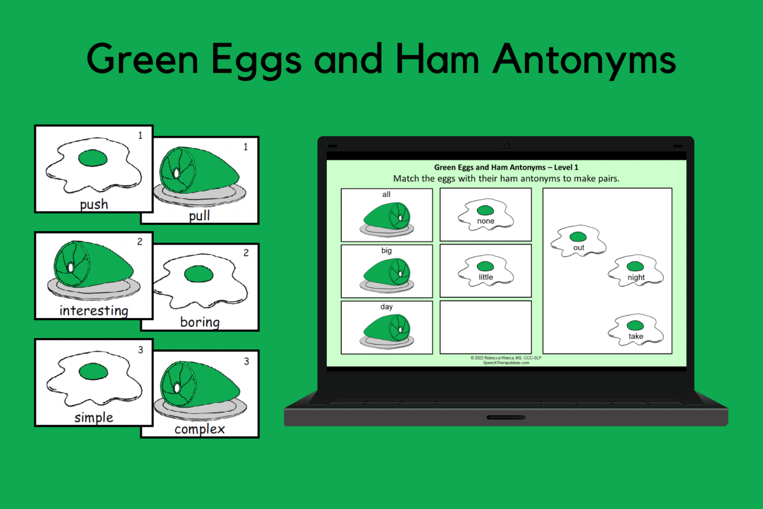 Green Eggs and Ham Antonyms | Speech Therapy Ideas