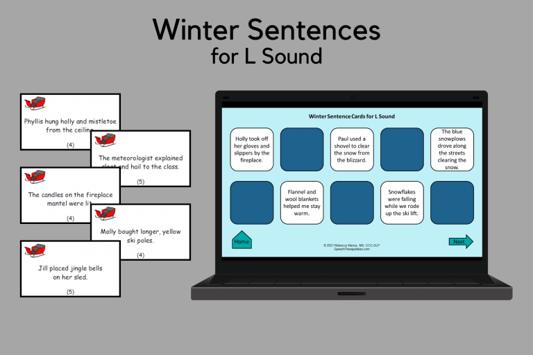 Winter Sentences for L Sound | Speech Therapy Ideas
