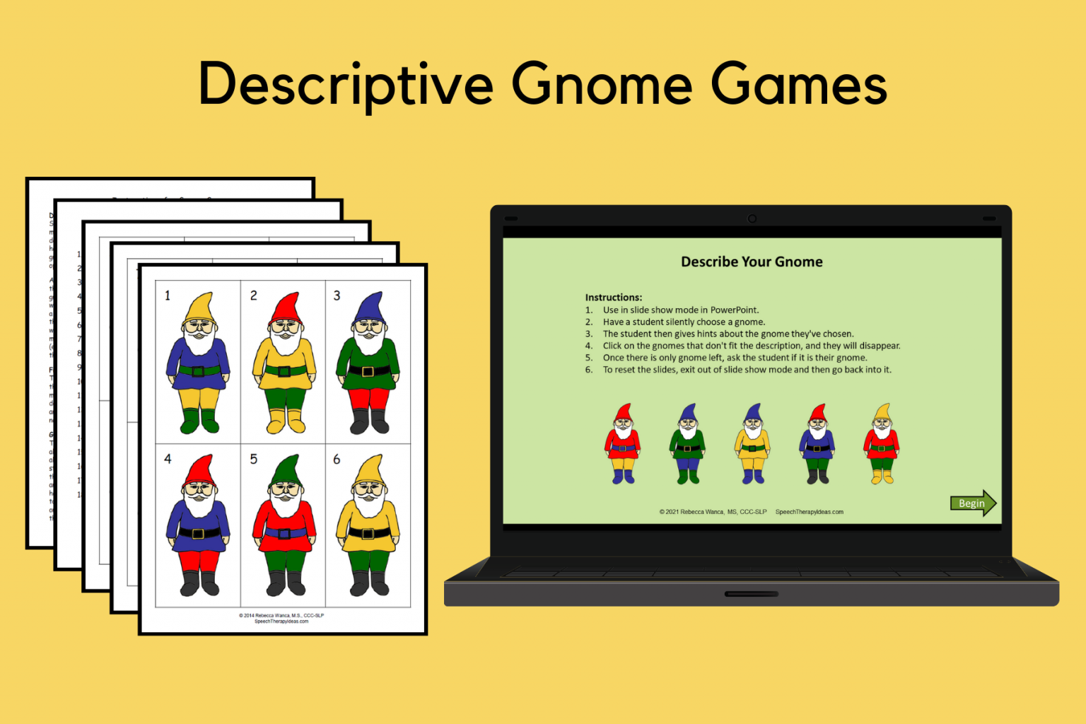 Descriptive Gnome Games | Speech Therapy Ideas