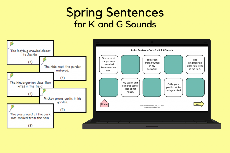 Spring Sentences for K and G Sounds | Speech Therapy Ideas
