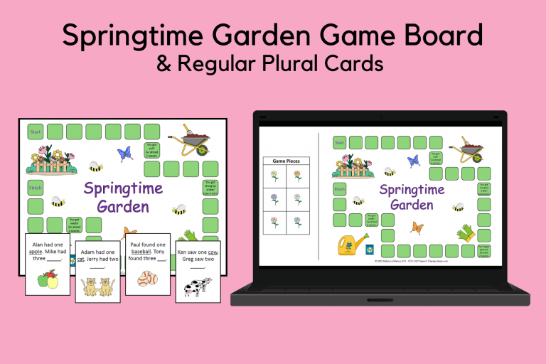 Springtime Garden Game Board & Regular Plural Cards | Speech Therapy Ideas