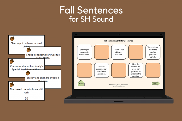 Fall Sentences for SH Sound | Speech Therapy Ideas