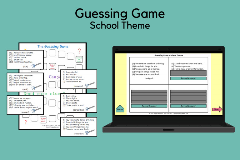 Guessing Game – School Theme | Speech Therapy Ideas