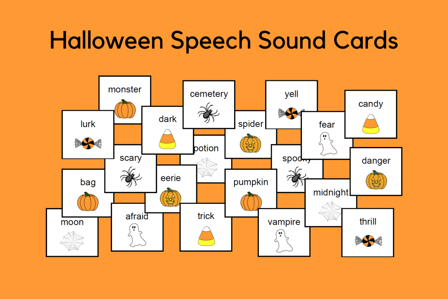 Halloween Speech Sound Cards | Speech Therapy Ideas