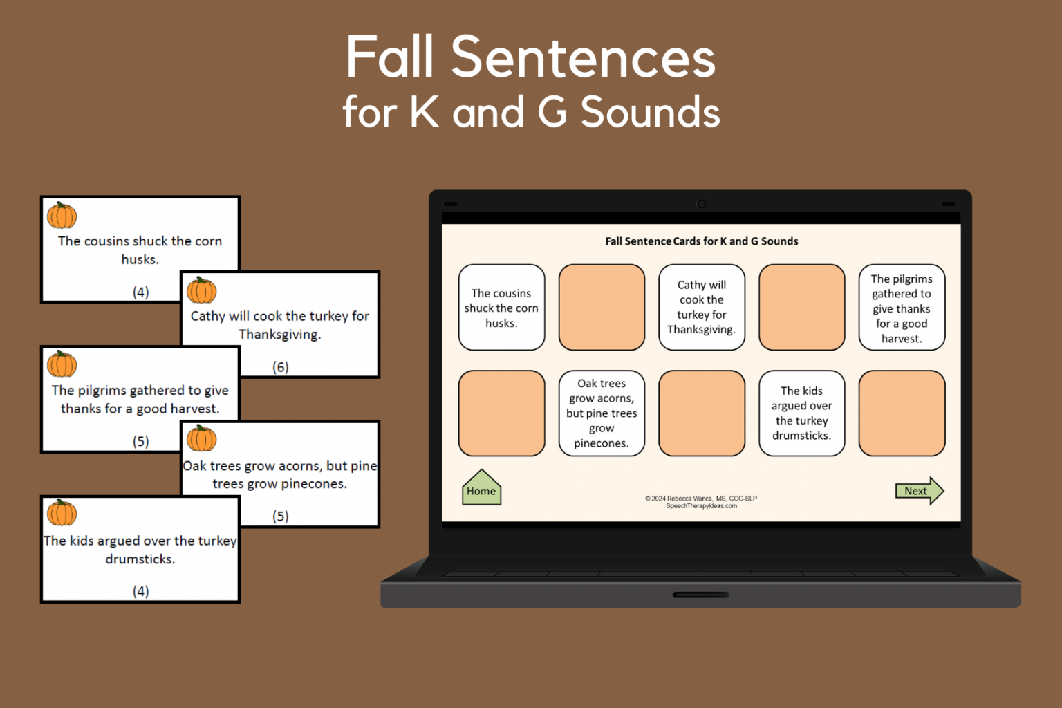 Fall Sentences for K and G Sounds | Speech Therapy Ideas