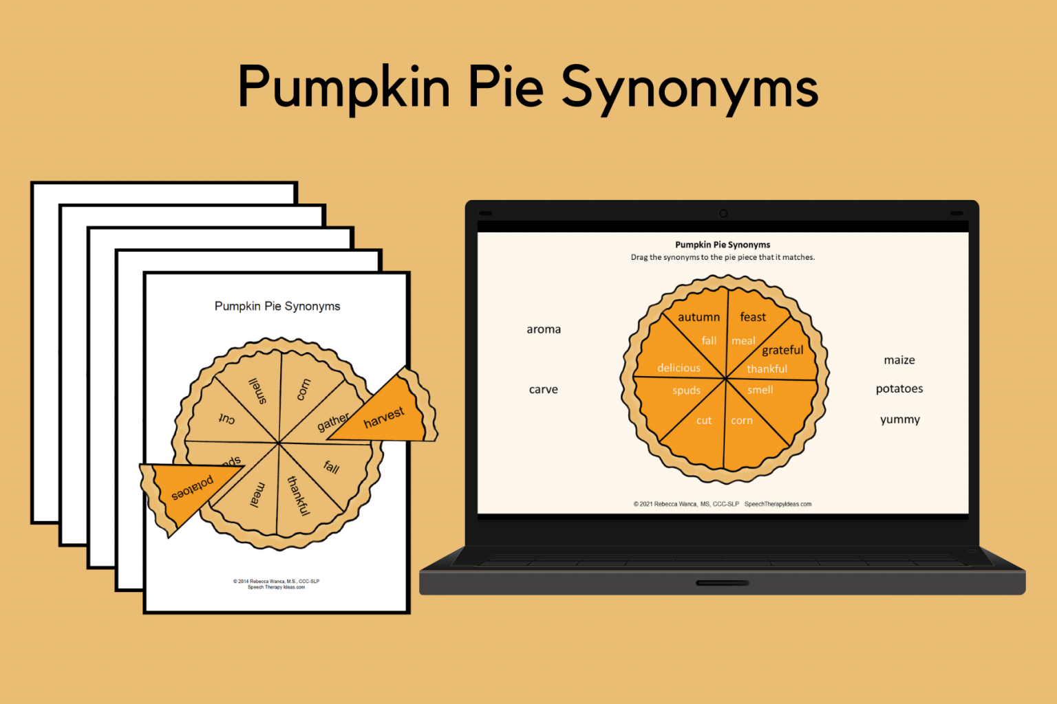 Pumpkin Pie Synonym Match-Up Activity | Speech Therapy Ideas