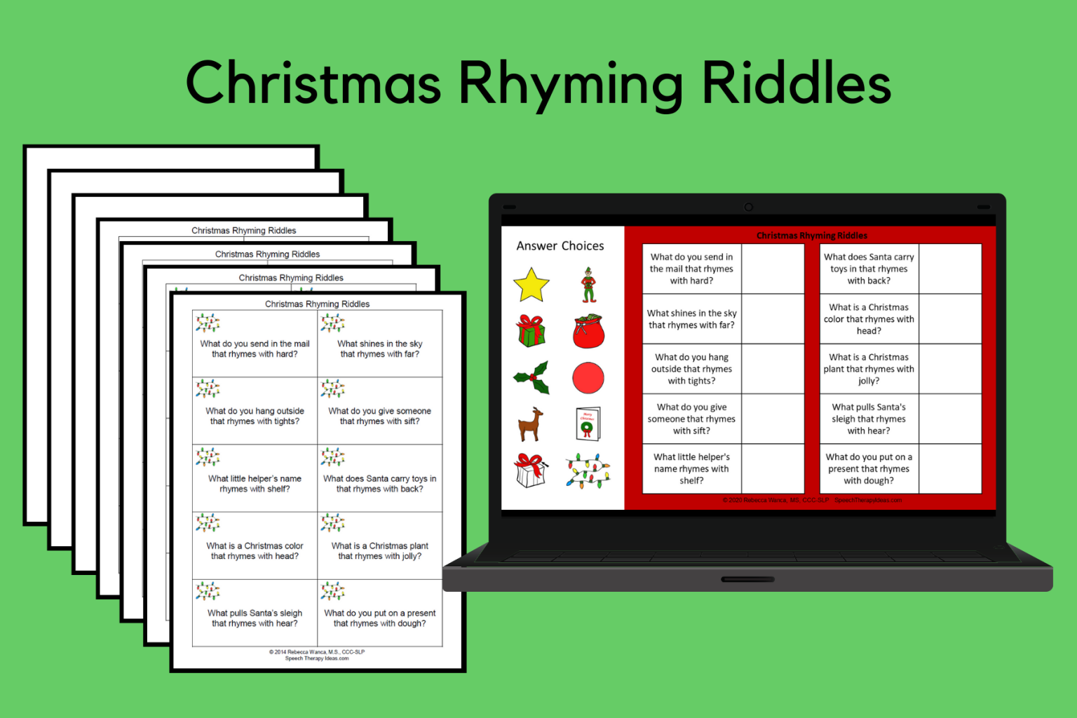 Christmas Rhyming Riddles | Speech Therapy Ideas