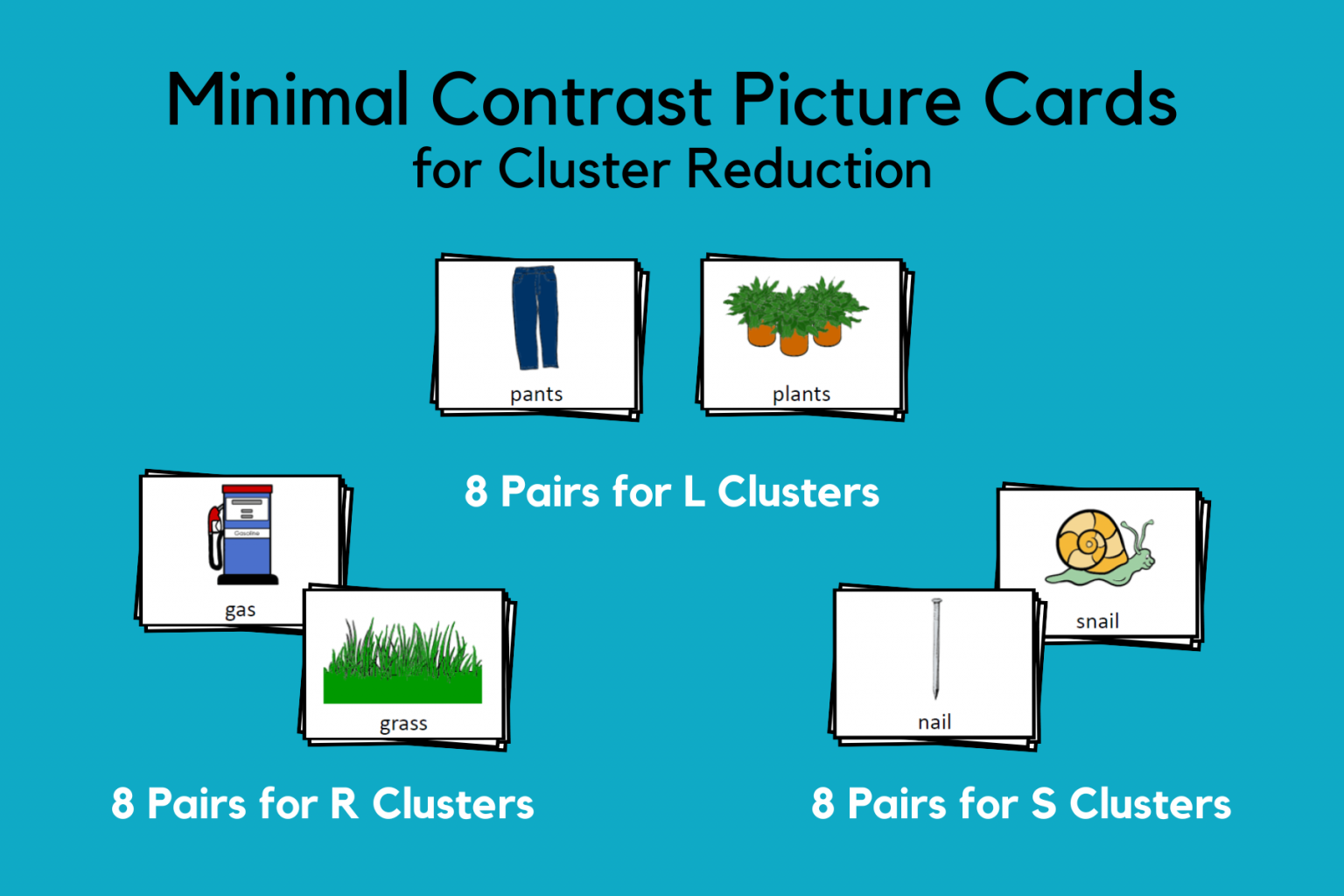 Minimal Contrast Picture Cards for Cluster Reduction | Speech Therapy Ideas