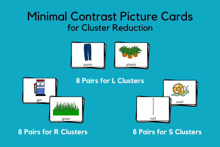 Minimal Contrast Picture Cards for Cluster Reduction | Speech Therapy Ideas