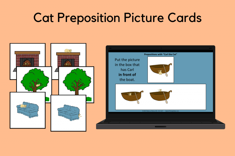 Cat Preposition Picture Cards | Speech Therapy Ideas