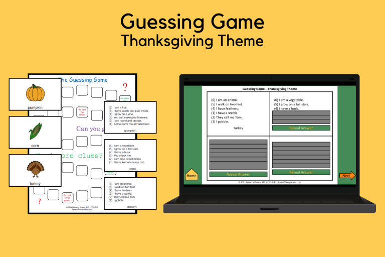 Guessing Game – Thanksgiving Theme | Speech Therapy Ideas