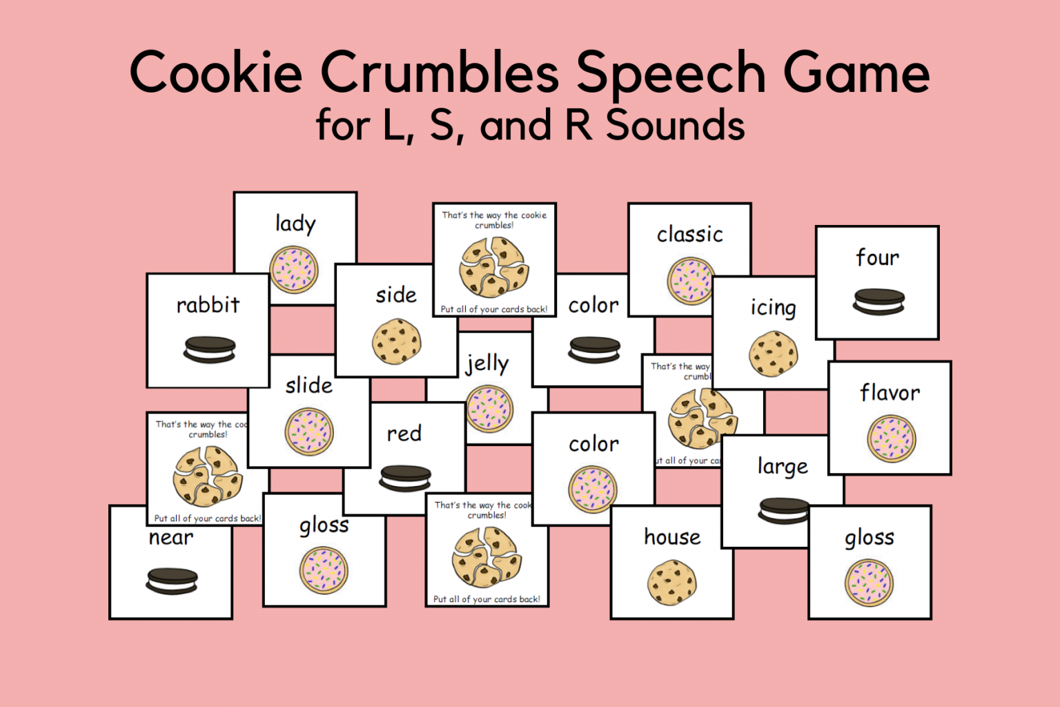Cookie Crumbles Speech Game for L, S, and R Sounds | Speech Therapy Ideas