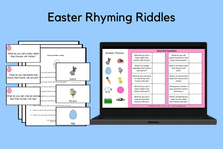 Easter Rhyming Riddles | Speech Therapy Ideas