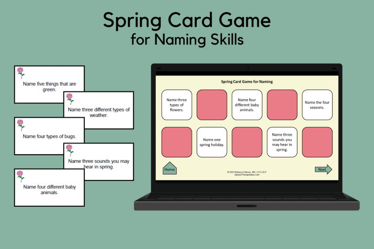 Spring Card Game for Naming Skills | Speech Therapy Ideas