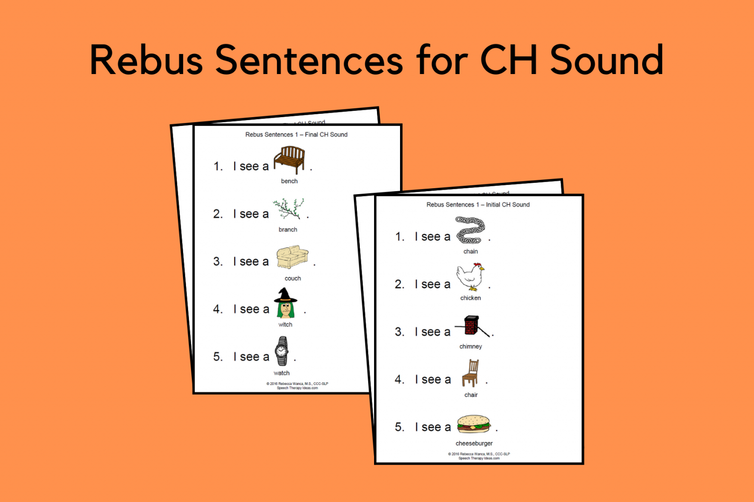 Rebus Sentences for CH Sound | Speech Therapy Ideas