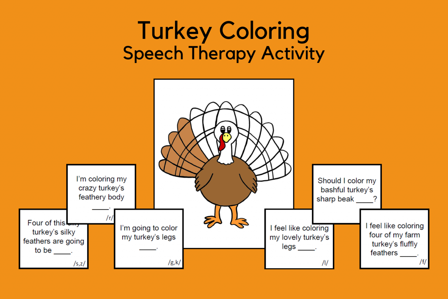 Turkey Coloring Speech Therapy Activity | Speech Therapy Ideas