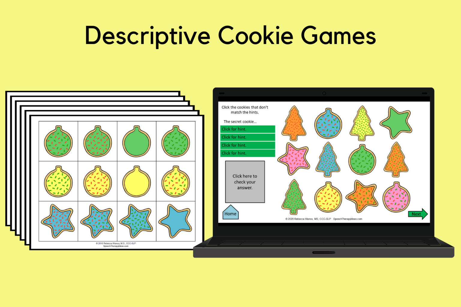 Descriptive Cookie Games | Speech Therapy Ideas