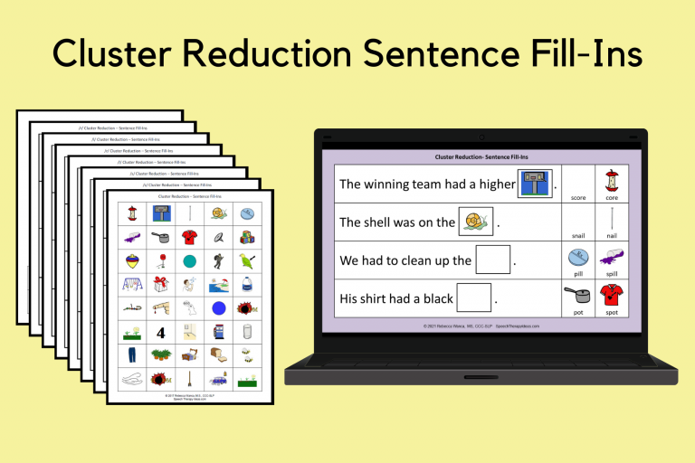 Cluster Reduction Sentence Fill-Ins | Speech Therapy Ideas