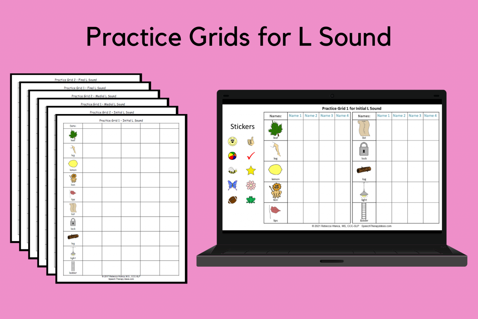 Practice Grids for L Sound | Speech Therapy Ideas