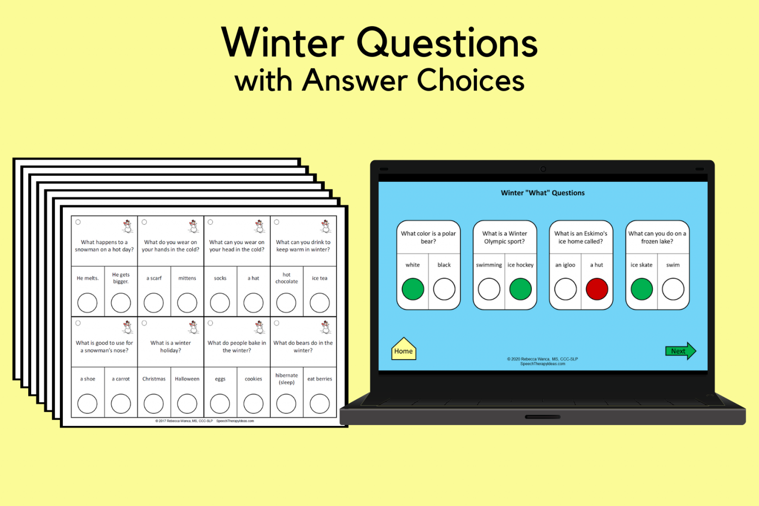 Winter Questions with Answer Choices | Speech Therapy Ideas