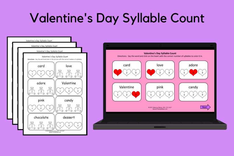 Valentine’s Day Syllable Count | Speech Therapy Ideas