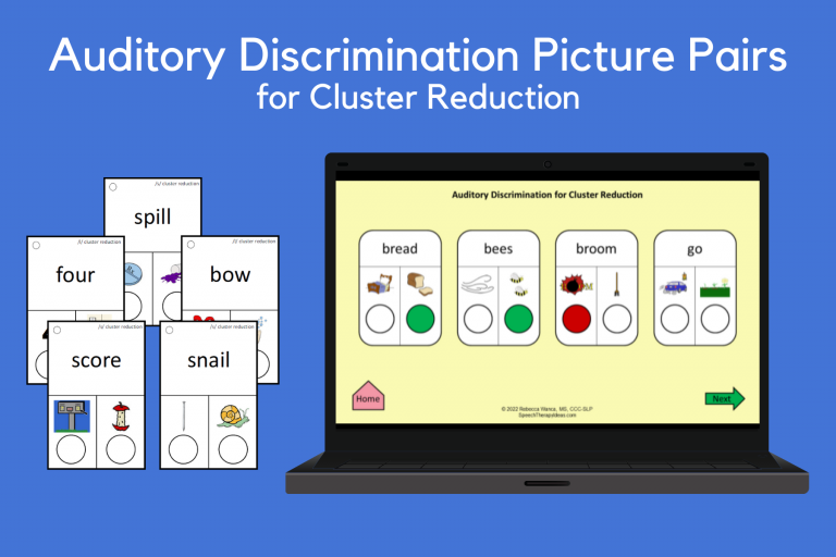 Auditory Discrimination Picture Pairs for Cluster Reduction | Speech ...