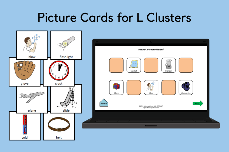 Picture Cards for L Clusters | Speech Therapy Ideas