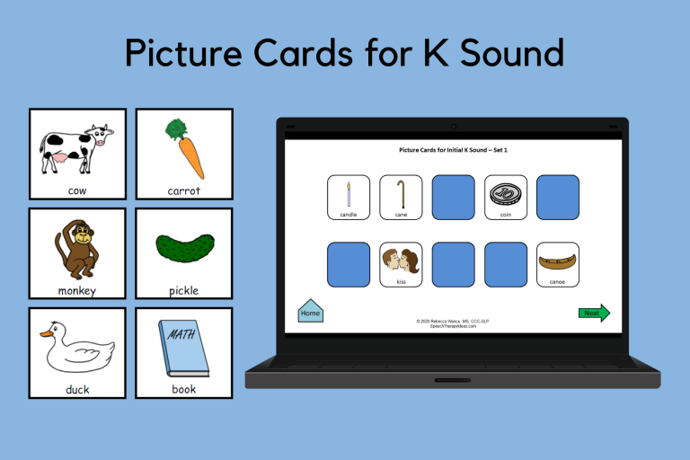 Picture Cards for K Sound | Speech Therapy Ideas