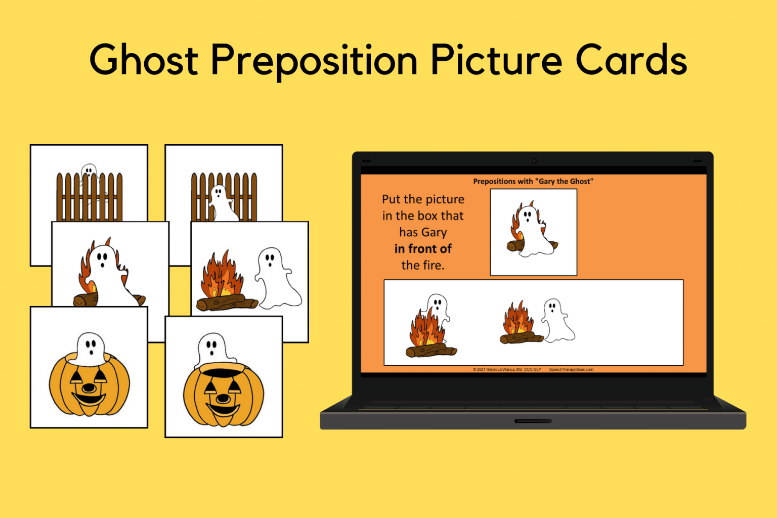 Ghost Preposition Picture Cards | Speech Therapy Ideas